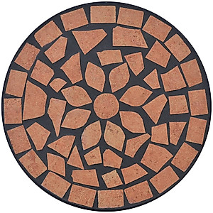 GOLINPEILO Mosaic Side Table Plant Table Terracotta