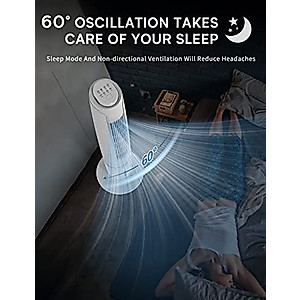 Evaporative Air Cooler Windowless - COMFYHOME 3 IN 1 Portable Evaporative Cooler, 3 Speeds, 60°Oscillation, 12H Timer & Remote, Personal Cooling Fan, Room Air Conditioner for Bedroom Home Office, 43In