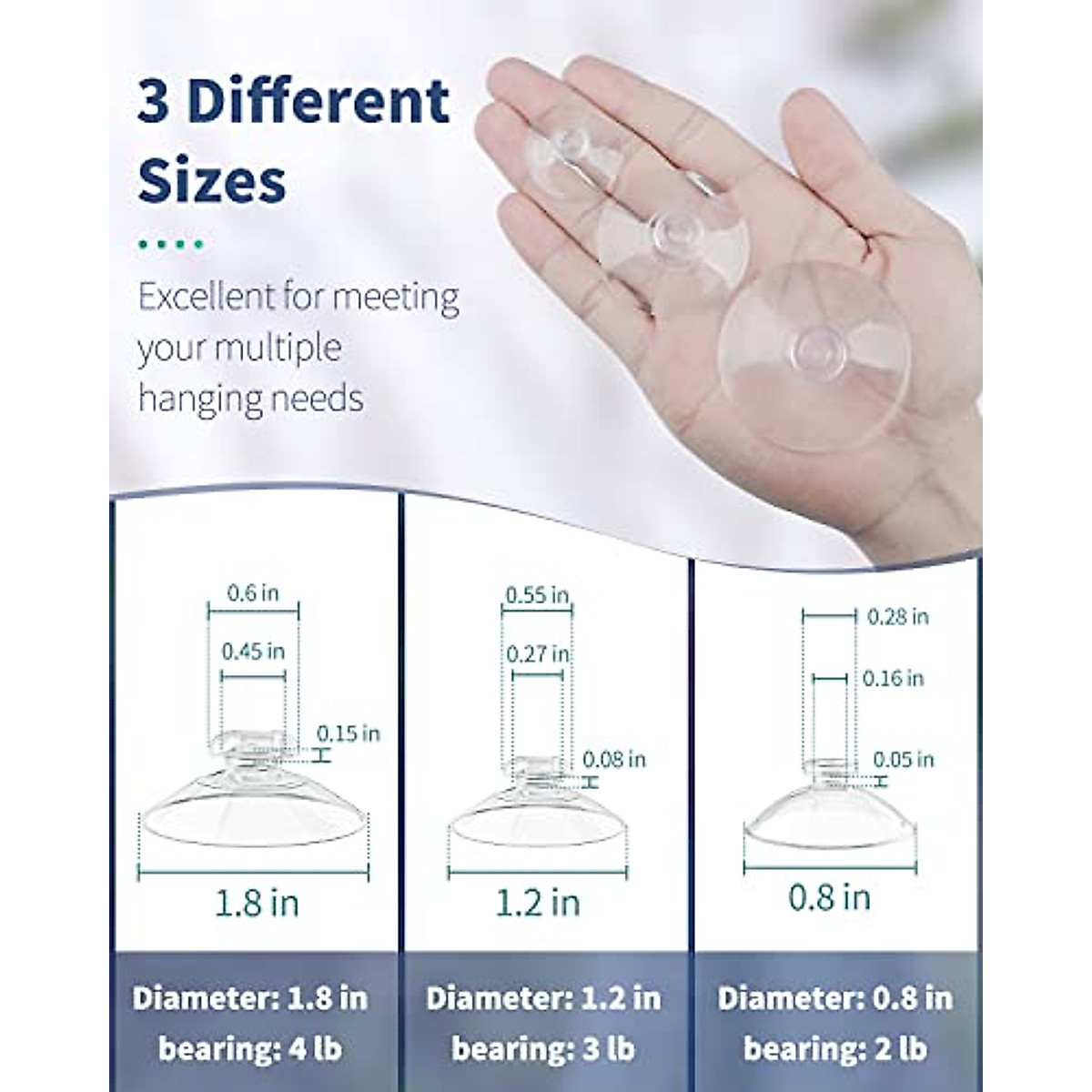 Pawfly 30 Pcs Suction Cups 0.8 & 1.2 & 1.8 Inch Clear Plastic Suction Pads for Home Organization and Decoration Strong Adhesive Sucker Holders for Kitchen Bathroom Window and Glass Door