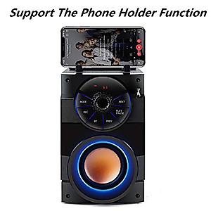 Bluetooth, Portable Wireless Speaker with Subwoofer Heavy Bass, 2 Loud , LED Lights, FM Radio, Remote Control, MP3 Player Powerful, Suitable for Travel, Indoor and Outdoor