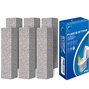 4TH Pumice Stone for Toilet Bowl Cleaning,Scouring Stick Powerfully Clean Away Limescale Stain,Hard Water Ring, Calcium Buildup,Iron&Rust. Remover for Tile/Bath-tub/Kitchen Sink/Grill - 6 Pack