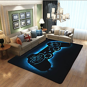 LUCKY&DONG Anime Gamer Rugs for Bedroom Boys Teens Printed Game Gamepad Carpets Living Room Mat Home Decor Non-Slip Crystal Floor Polyester Gamer Decor Doormats 17.5x31.5in