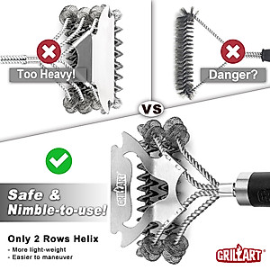 GRILLART Grill Brush for Outdoor Grill Bristle Free - Safe BBQ Grill Cleaner Brush - 17" BBQ Brush for Grill Cleaning Kit -Stainless Grill Cleaning Brush BBQ Grill Accessories Tools- Gifts for Men Dad