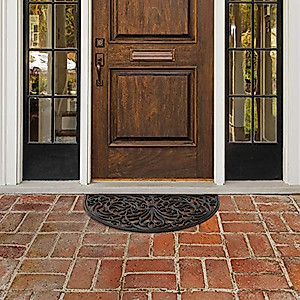 Wrought Iron Rubber Door Mat, Ironworks - 18 Inch Width, 30 Inch Length - Durable, Easy to Clean & Decorative Outdoor Welcome Mats - Heavy Duty for All Weather - Doormat Traps Dirt, Debris, & Mud