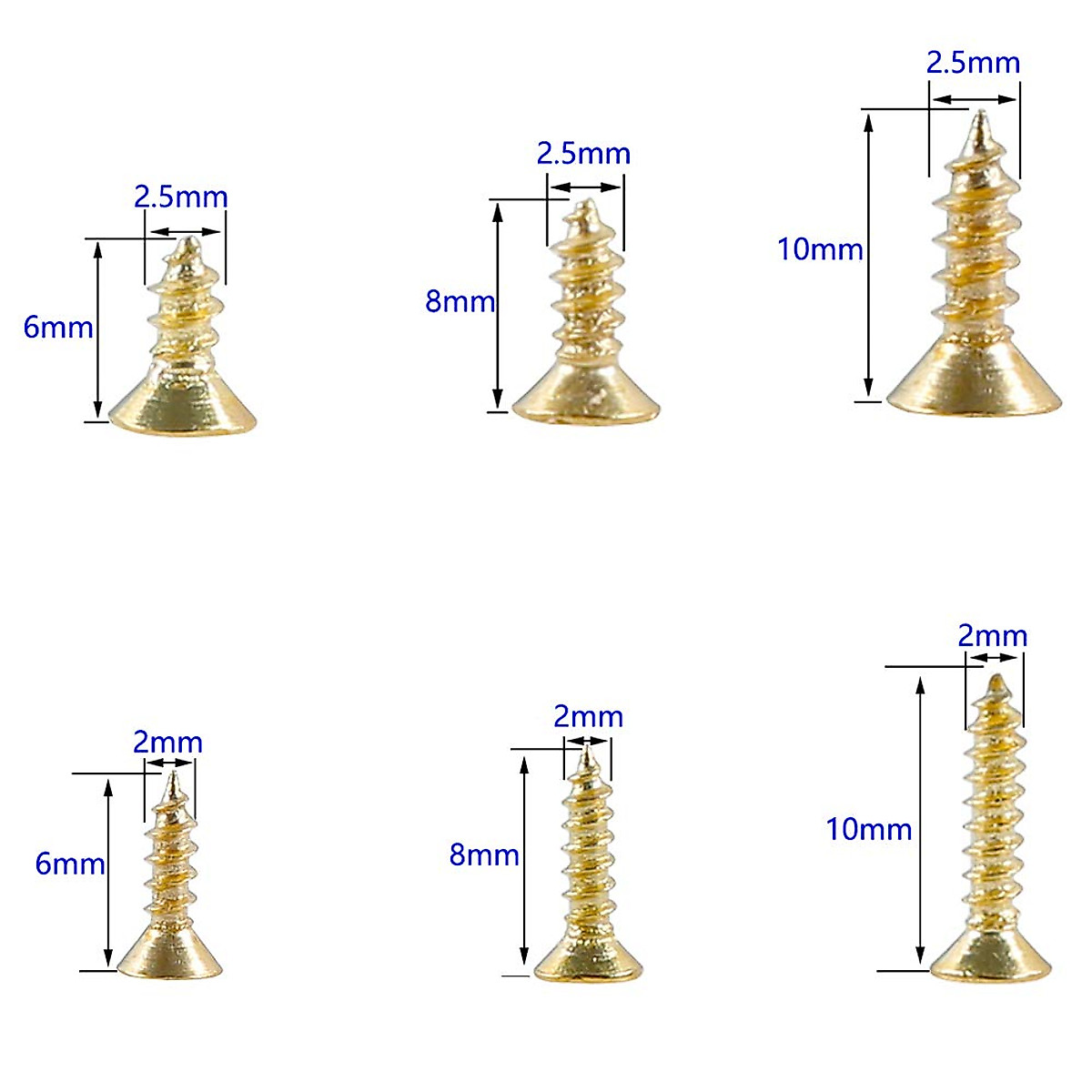newlng 1200pcs Small Screws Phillips Flat Head Cross Self Tapping Tiny Screw Cabinet Electronic Accessories Screw Multifunctional DIY Micro Woodworking Mini Screw Set Gold