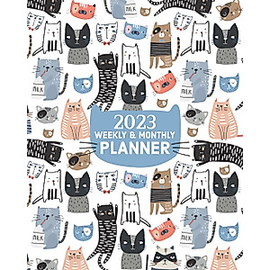 2023 Weekly and Monthly Planner Cats: Cute Cat Themed 2023 Calendar Notebook Daily Agenda & Simple Organizer | Kitty Design