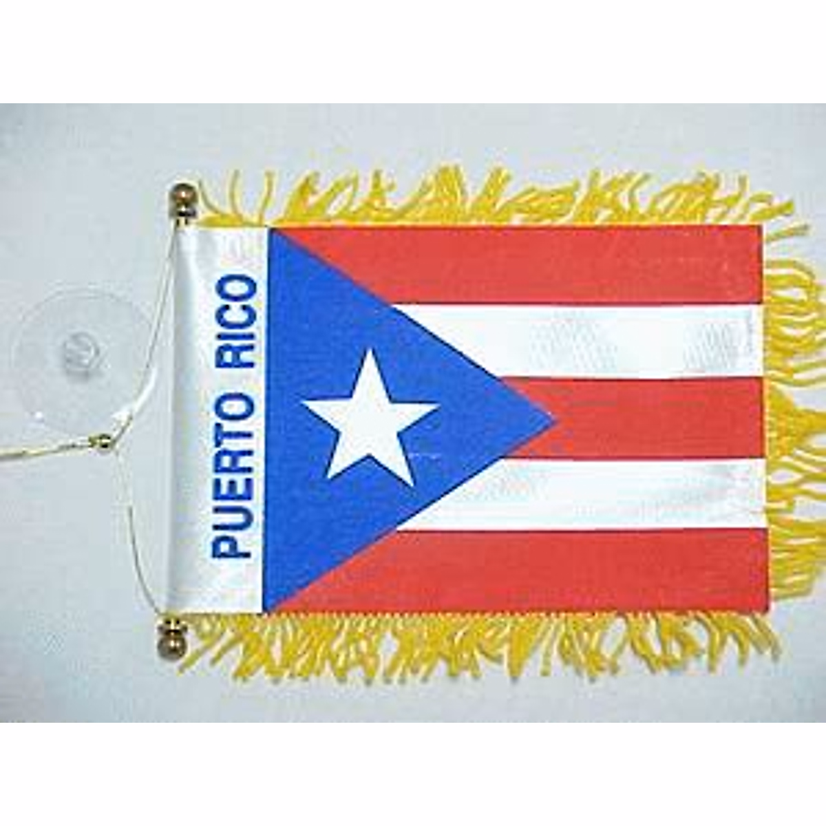 Puerto Rico Country Flag Mini Fringed Banner to Hang on Car Window