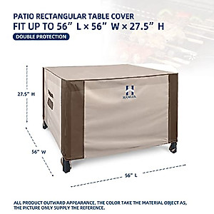 HAMLER Patio Furniture Covers, Rectangular Patio Heavy Duty Table Cover, 420D Tough Oxford Cloth Waterproof Outdoor Dining Table & Chairs General Purpose Furniture Cover 56" L x 56" W x 27.5" H
