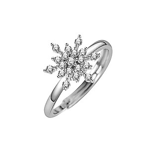 Christmas Snowflake Open Band Rings for Women Cubic Zirconia Stress Relief Spinner Anxiety Tail Finger Coil Rotate Freely Inspirations Stacking Ring Adjustable Charm Birthday Xmas Jewelry Gifts