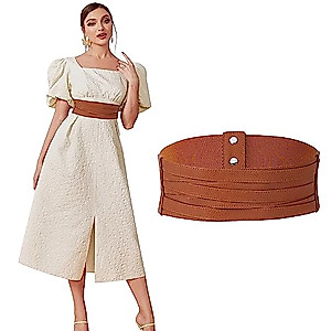 SUOSDEY Women Faux Leather Braided Waist Belt for Dress Elastic Stretch Belt for Ladies Wide Waist Belt for Women