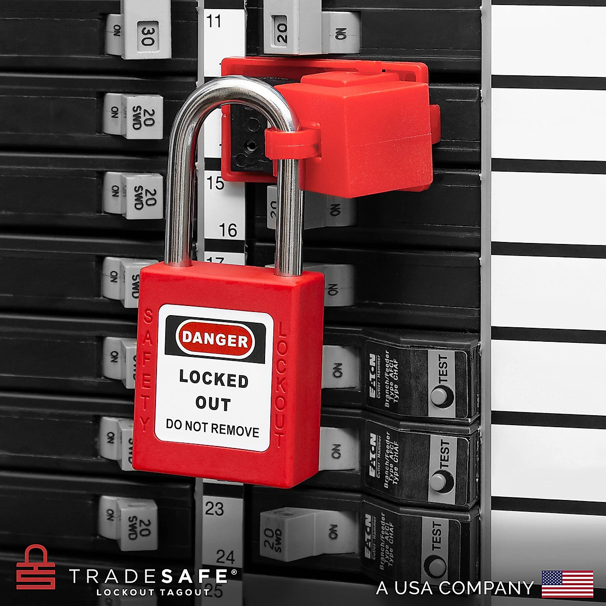 TRADESAFE Lockout Tagout Lock Sets, 10 Red Keyed Alike Safety Padlocks, 2 Keys Per Lock, OSHA Compliant Loto Locks, for Lock Out Tag Out Stations - Premium Grade