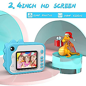 USHINING Instant Print Camera for Kids 12MP Digital Camera for Kids Aged 3-12 Ink Free Printing Video Camera for Kids 1080P 2.4 Inch Screen with 32GB SD Card,Color Pens,Print Papers (Blue)