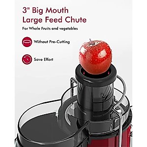 Juicer Machines, SIFENE 500W Big Mouth Centrifugal Juicer, Juice Maker Extractor for Vegetable and Fruit with 3-Speed Setting, Easy to Clean (Red)