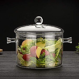 GracesDawnOpen flame and high temperature resistance, household tableware, heat-resistant with lid, transparent salad bowl, with double ears