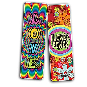 Creanoso Hippie Retro 60's Bookmarks (2-Sets X 6 Cards) – Daily Inspirational Card Set – Interesting Book Page Clippers – Great Gifts for Kids and Teens