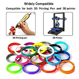3D Pen Filament PLA,1.75mm PLA Filament Pack of 20 Colors,Each Color 16.4 Feet Total 328 Feet,No Smells Filament for Most High Temperature 3D Pen and 3D Printer