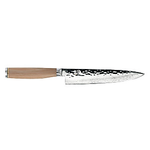 Shun Premier Blonde 6.5" Utility Knife, Handcrafted Japanese Knife, VG-MAX Core with Damascus Stainless Steel Cladding, Pakkawood Handle, Precision and Sharpness for Professional and Home Chefs