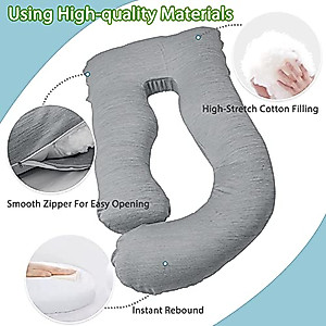 AMCATON 60 Inch Pregnancy Pillow for Sleeping, Extra Large U Shaped Body Pillow, Maternity Pillow for Pregnant Women (Light Grey)