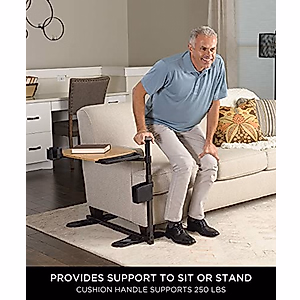 Signature Life Independence Tray Table, Bamboo Swivel TV Tray, Adjustable Laptop Table with Ergonomic Stand Assist Safety Handle, Independent Living Aid