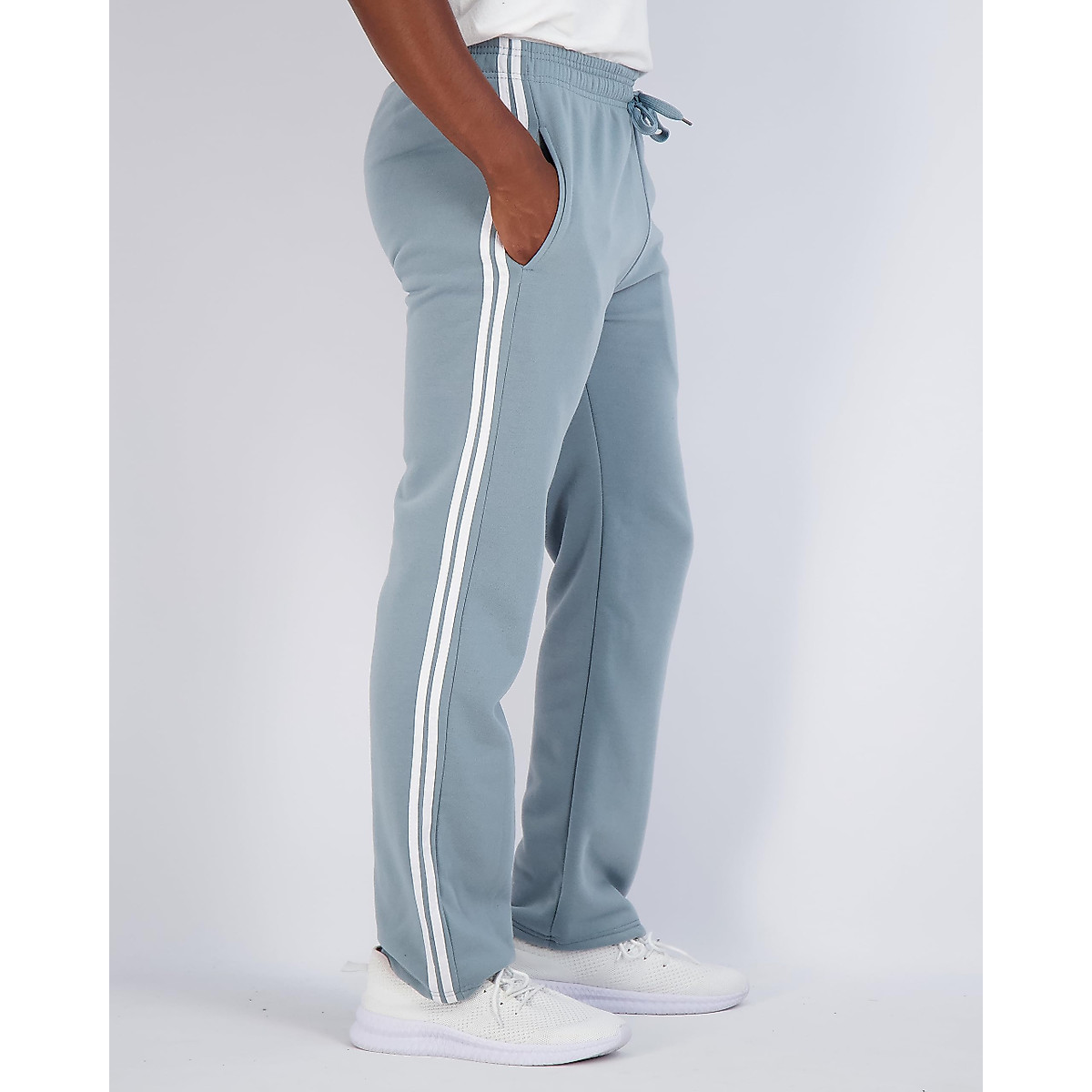 Real Essentials Men's Open Bottom Mens Sweatpant Men Tech Fleece Active Sports Sweat Sweats Athletic Training Pant Track Gym Running Casual Heavy Sweatpants Pockets Pants - Set 9, L, Pack of 3