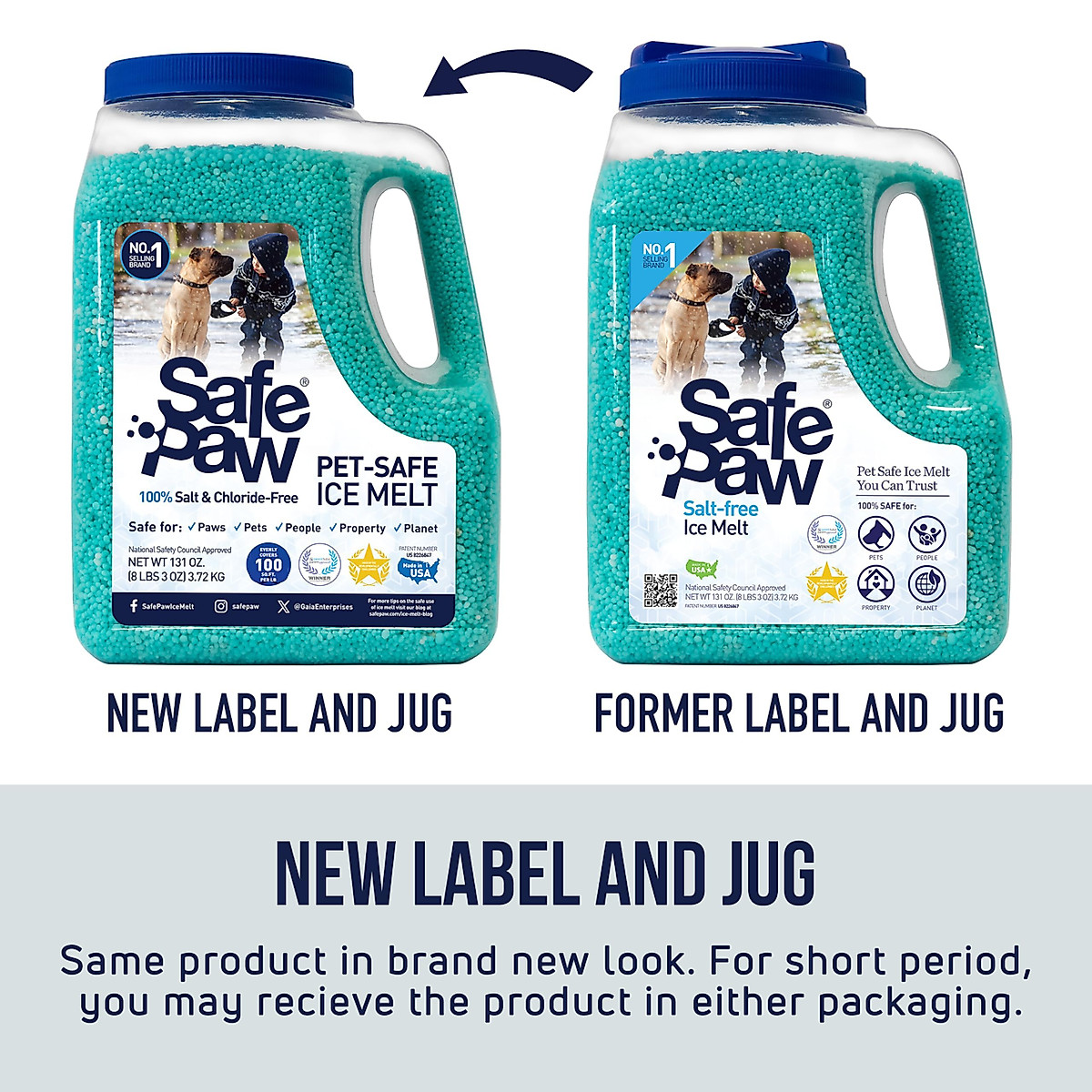 Safe Paw Ice Melt - Pet & Kid Friendly, Salt-Free & Chloride-Free, Safe for Concrete, Driveways & Sidewalks | Long-Lasting & Fast- Snow & Ice Melter for Winter Use - 3X Longer Effect