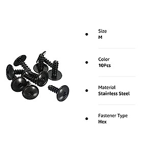 10pcs Screw Bolt Retainer Fender Liner Under Cover - Screw Truss Head Bumper Splash Guard Fender Liner Splash Shield Bumper Cover Self Tapping Compatible with N90974701 Volkswagon,Audi,Porsche