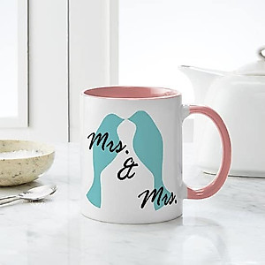 CafePress MRS. AND MRS. BLUE LOVE BIRD LESBIAN WEDDING CARD Ceramic Coffee Mug, Tea Cup 11 oz