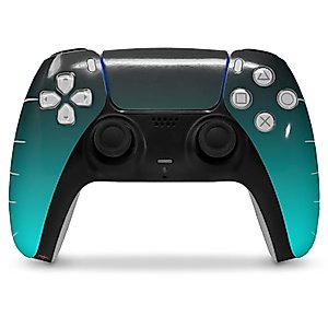 WraptorSkinz Skin Wrap compatible with Sony PS5 DualSense Controller Smooth Fades Neon Teal Black (CONTROLLER NOT INCLUDED)