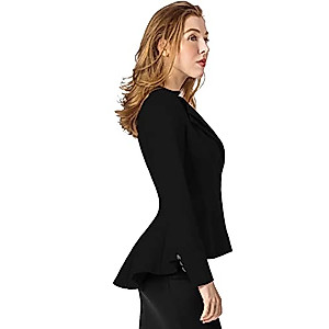 Hybrid & Company Womens Double Notch Lapel Office Blazer JK43864 1073T Black Medium