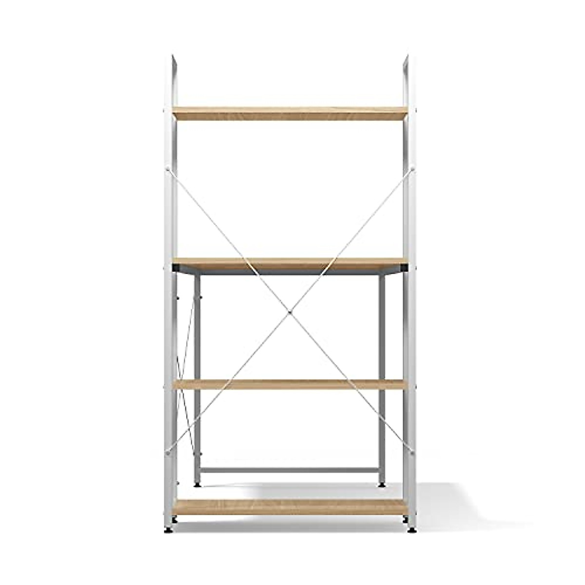 Ames 55" Reversible Gaming Computer Desk with Adjustable Shelves, Home Office Desk, Grommet Cable-Management, Leveler Feet, Easy Assembly, White/White Oak