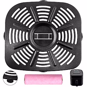 Air Fryer Grill Pan for Nuwave Brio, Replacement 6 IN 1 8QT 7 IN 1 7.25 QT Air Fryer Grill Plate Crisper Plate Rack Parts Accessories Tray with Rubber Bumper Tips for Square Nuwave Brio Air Fryer Oven