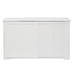 SEASD Kitchen Sideboard Cabinets FCH Double Sliding Door Sideboard Porch Cabinet White Dining Cabinet (106 X 33 X 62) Cm