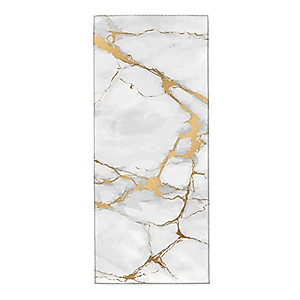 Hand Towel White Marble Gold for Bathroom Kitchen Microfiber Fingertip Bath Towels 12 x 27.5 Inch Soft Decorative Home Hotel Gym Laundry Room