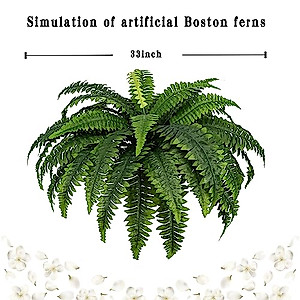 KEGYYLE Fake Ferns - Set of 2 Artificial Fern,35 Leaves for Each Bouquet - Indoor/Outdoor Faux Boston Fake Fern Bush Plant for Home, Office, Garden Decoration.33Inch…
