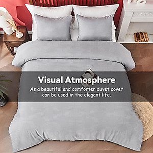 Ailemei Direct Duvet Cover King Size, Duvet Cover Gray Breathable and Soft in Boho Style, Shabby Chic Embroidery Duvet Cover Set for All Seasons 3 Pieces 104” x 90”(Gray)