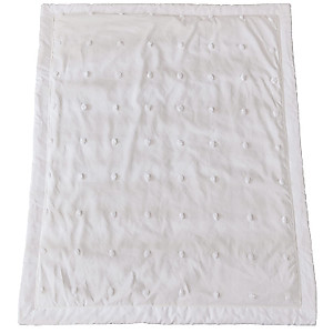 Brandream Gender Neutral Boho Bohemian Baby Girl Boy Nursery Crib Bedding Set - 6pc - Solid Color White Farmhouse Chic Unisex Pom Poms Design Soft Cotton