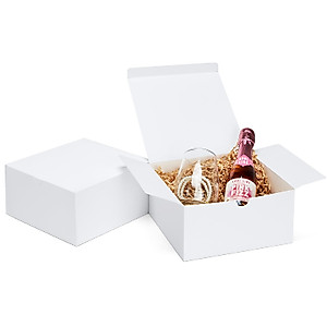 Eupako White Gift Boxes 8x8x4 10 Pack, Kraft Paper Gift Boxes with Lids for Bridesmaid Proposal Gifts, Wedding, Birthday, Crafting, Graduation, Holiday, Christmas