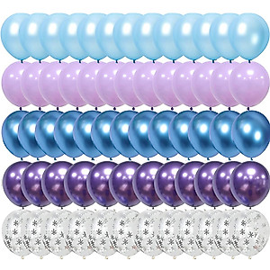 Frozen Balloons 12 Inch Purple Blue White Balloons for Girls Frozen Theme Party Supplies Ice Snow Theme Birthday Baby Shower Winter Party Decorations