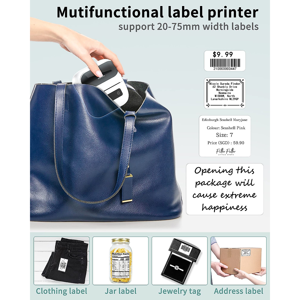 Itari Label Maker Thermal Label Printer, M220 Bluetooth Wireless ...