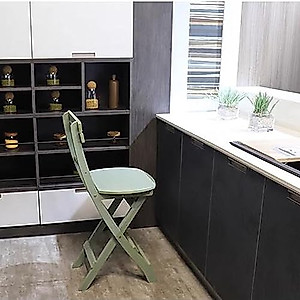 Folding Bar Stool, Counter Height Stool, Dining Chair with Backrest and Footrest, Bamboo, Foldable Outdoor Leisure Chair for Home Kitchen(Green)