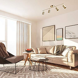 Globe Electric Pratt 4-Light Track Lighting, Matte Brass, Gold