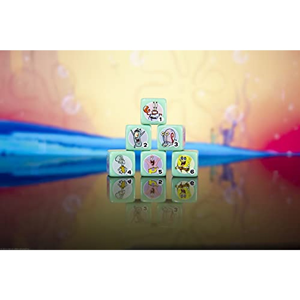 Spongebob Squarepants Dice Set | Collectible d6 Dice Featuring Characters & References - Spongebob, Patrick Star, Squidward Tentacles, Gary, Plankton, and Mr. Krabs | Officially Licensed 6-Sided Dice