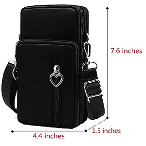Cellphone Purse Wallet Cross Over Body Bag Shoulder Pouch Wristlet Armband for Samsung Galaxy S23 Ultra S22 S21 S20 FE A03 A33 A04 A14 A53 iPhone 14 13 12 11 Pro Max XR Google Pixel 7 6 Pro (Black)