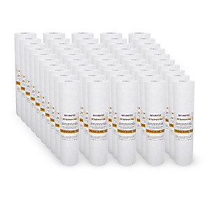 Max Water 10 inch x 2.5 inch, 5 Micron Replacement Sediment Water Filter Cartridge for Whole House, Melt Blown Filtration Fiber for Heavy Duty (Pack of 50)