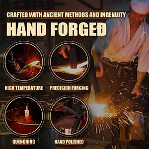 DRGSKL Kitchen Knife Set, Hand Forged Chef Knife Set with Full Tang Wood Handle, High Carbon Steel Butcher Knife Set for Meat Cutting Cleaver Knife Set for Vegetables Camping BBQ Ideal Gifts