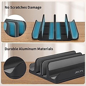 JARLINK Adjustable Vertical Laptop Stand, Desktop Stand Adjustable Laptop Holder with 2 Slots (up to 17.3 inches), Compatible with All MacBook Pro/Air/Microsoft Surface, Newly Designed, (Black)