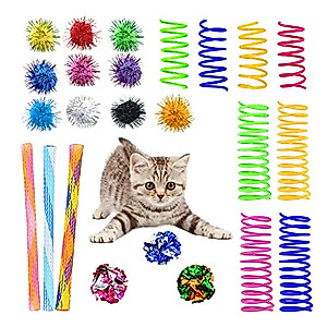 Andiker Cat Toys for Indoor Cats, 4 Big Cat Springs & 8 Small Springs Cat Interactive Toy for Swatting, Biting, Hunting Cat Creative Toy to Kill Time and Keep Fit Colorful Plastic Spring (26pc)
