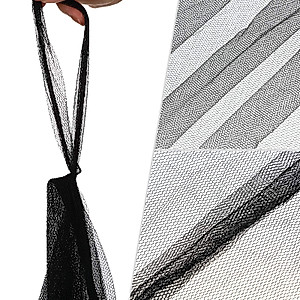 4 Corner Post Mosquito Net Canopy Bed Curtains Large Mosquito Netting Bedroom Princess Decoration Canopy Curtains with 4 Pieces Tassel Hanging Pendants for Full Queen King Size Bed (Black)