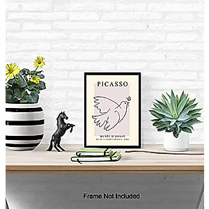 Pablo Picasso Wall Art & Decor - Pablo Picasso Poster 8x10 - Picasso Wall Art - Dove of Peace Picasso - Pablo Picasso Prints - Gallery Wall Art - Museum Poster - The Impressionists Decor - Pink
