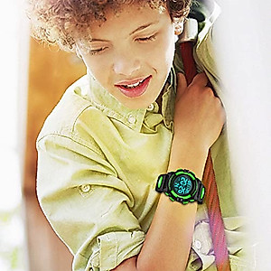 Kids Watch,Boys Watch for 3-15 Year Old Boys,Digital Sport Outdoor Multifunctional Chronograph LED 50 M Waterproof Alarm Calendar Analog Watch for Children with Silicone Band,Kids Gift